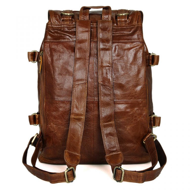 Classic Leather Briefcase Travel Backpack For Men
